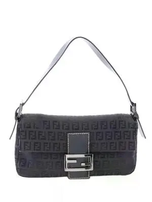 Fendi 2000-2010 Zucchino Canvas Baguette Shoulder Bag - Black