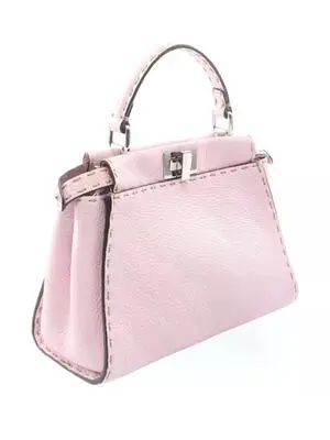 Fendi 2000-2010 Mini Leather Selleria Peekaboo Iconic Satchel - Pink