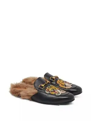 Gucci Princetown Tiger-embroidered Mules