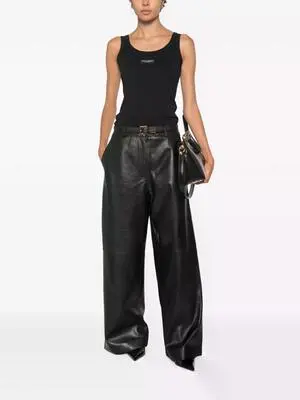 P.a.r.o.s.h Wide-leg Leather Trousers - Black