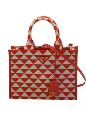 Prada 2013-2026 Small Canvas Symbole Triangolo Satchel - Orange