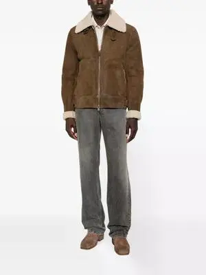 SALVATORE SANTORO Shearling-trim Leather Jacket