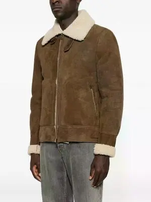 SALVATORE SANTORO Shearling-trim Leather Jacket