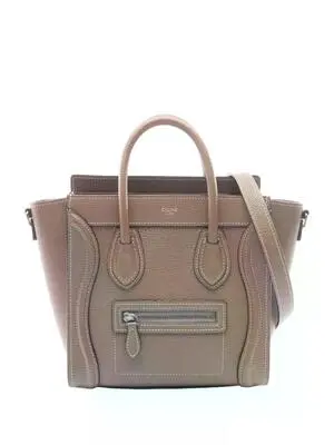 Celine 2010-2026 Nano Leather Luggage Tote Satchel - Brown