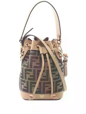 Fendi 2010-2026 Mini Zucca Canvas Mon Tresor Bucket Bag Satchel - Brown