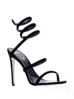 Rene Caovilla Cleo Velvet Sandals - Blue
