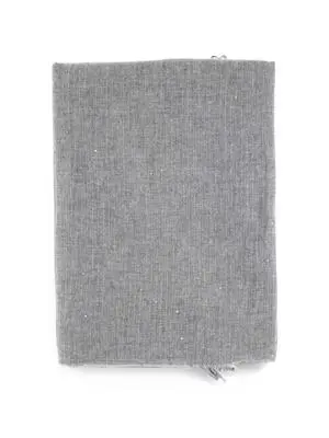 GRAN SASSO Sequin-embellished Frayed Scarf - Grey