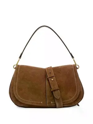 GIANNI CHIARINI Large Helena Round Buckle-detail Suede Tote Bag - Brown