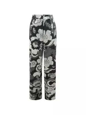 Essentiel Antwerp Floral-print Wide-leg Trousers - Black