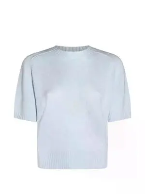 ALLUDE Short-sleeve Cashmere Top - Blue