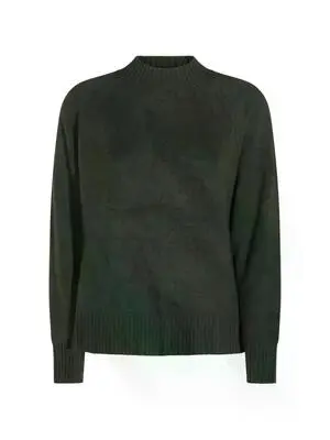 ALLUDE Ribbed-knit Raglan-sleeve Sweater - Green