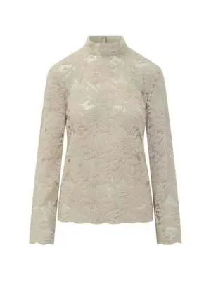 LE SULLY STUDIO Lace High-neck Blouse - Neutrals