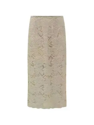 LE SULLY STUDIO Lace-overlay Midi Skirt - Neutrals