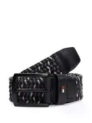 Tommy Hilfiger Denton Braided Leather-trim Belt - Black