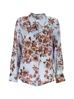 Marella Floral-print Polka-dot Shirt - Blue