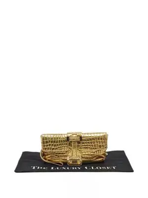 Roberto Cavalli Crocodile-embossed Wristlet Clutch Bag