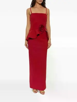 ROTATE BY BIRGER CHRISTENSEN Long Flower Strapless Maxi Dress