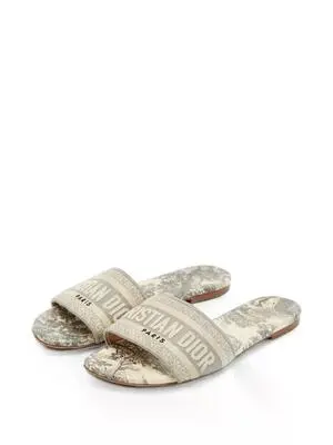 Dior Dway Embroidered Slides - Neutrals