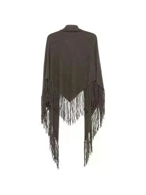 VANISE Fringe-trim Cashmere Cape - Brown