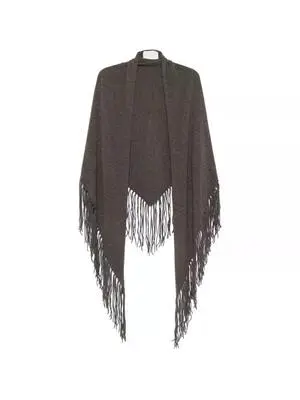 VANISE Fringe-trim Cashmere Cape - Brown