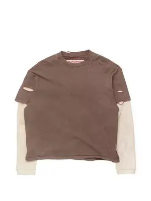STOCKHOLM SURFBOARD CLUB Layered Distressed T-shirt - Brown