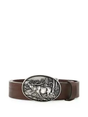 SEBAGO Engraved Buckle Leather Belt