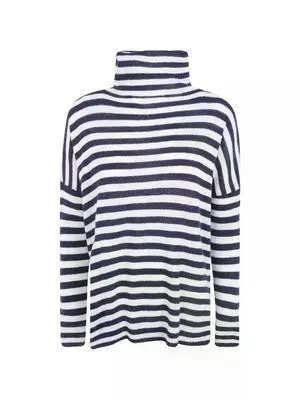 BASE Striped Roll-neck Sweater - Blue