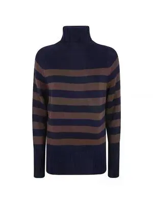 BASE Striped Roll-neck Knit - Blue