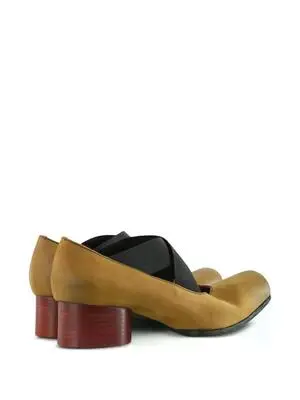 UMA WANG Cross-strap Pleated-toe Ballet Flats - Neutrals