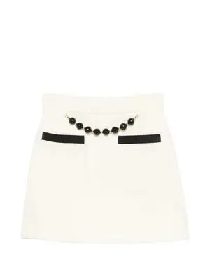 ALESSANDRO ENRIQUEZ Bead-embellished A-line Mini Skirt - White