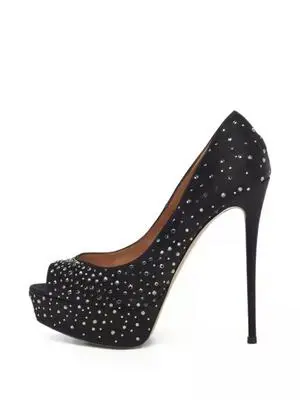 Valentino Garavani Crystal-embellished Peep-toe Pumps - Black