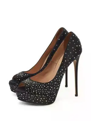 Valentino Garavani Crystal-embellished Peep-toe Pumps