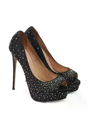Valentino Garavani Crystal-embellished Peep-toe Pumps