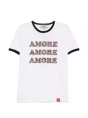 ALESSANDRO ENRIQUEZ Slogan-print Ringer T-shirt - White