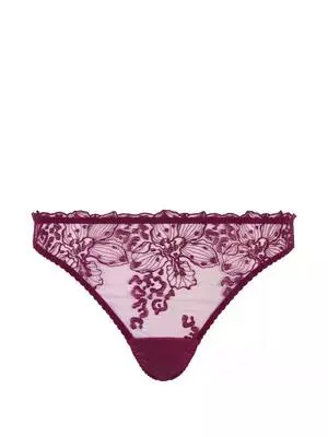 FLEUR OF ENGLAND Viola Floral-embroidered Briefs - Purple