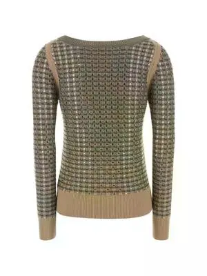 Ermanno Scervino Sequin-embellished Gingham-knit Sweater