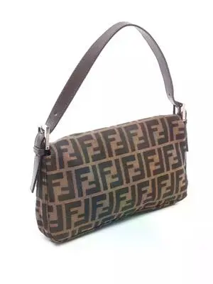 Fendi 2000-2010 Zucca Canvas Baguette Shoulder Bag - Brown