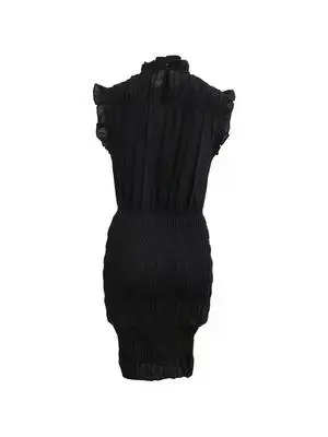 Maje Mock Neck Shirred Dress - Black