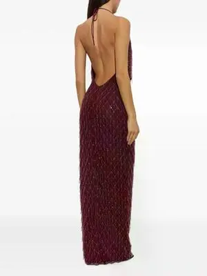 ROTATE BY BIRGER CHRISTENSEN Sequins Halterneck Maxi Dress Dark