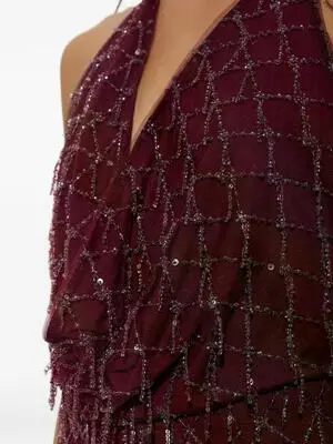 ROTATE BY BIRGER CHRISTENSEN Sequins Halterneck Maxi Dress Dark