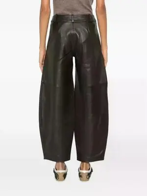 Co Wide-leg Leather Trousers - Brown