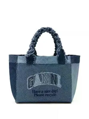 GANNI Medium Trapeze Denim Shopper - Blue