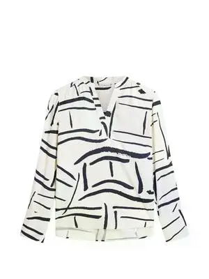 Tommy Hilfiger Gold-tone Button V-neck Blouse - White
