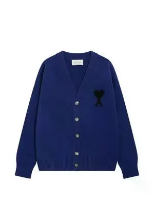 AMI Paris De Coeur V-neck Cardigan - Blue