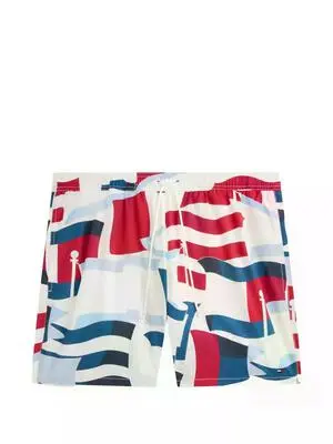 Tommy Hilfiger Graphic-print Drawstring Swim Shorts - Neutrals