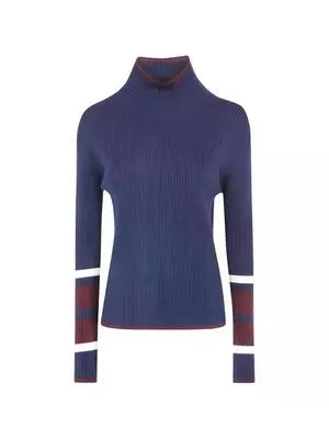 Mantū Ribbed Fine-knit Striped-sleeve Top - Blue