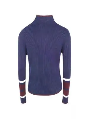 Mantū Ribbed Fine-knit Striped-sleeve Top