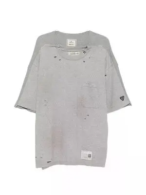 Mihara Yasuhiro Distressed-effect Layered-detail T-shirt - Grey