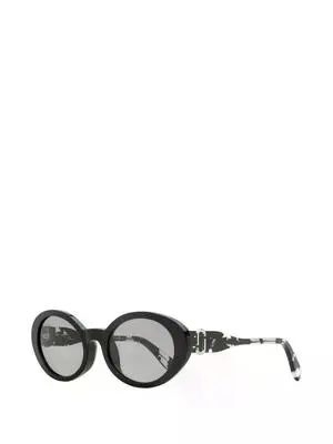 Marc Jacobs Double J Logo-hardware Round-frame Sunglasses - Black