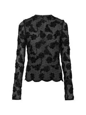 ROTATE BY BIRGER CHRISTENSEN Flower Mesh Ls Top - Black